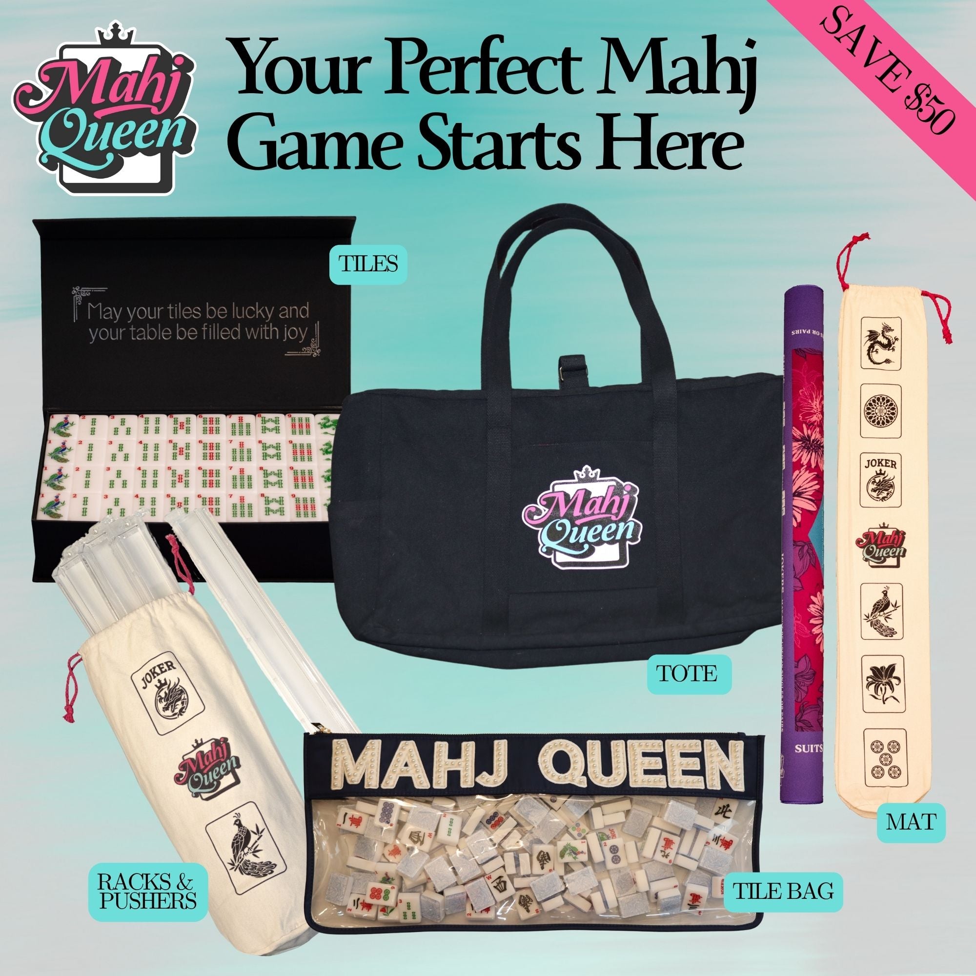 American Mahjong Set - Mahj Queen™ Player's Bundle